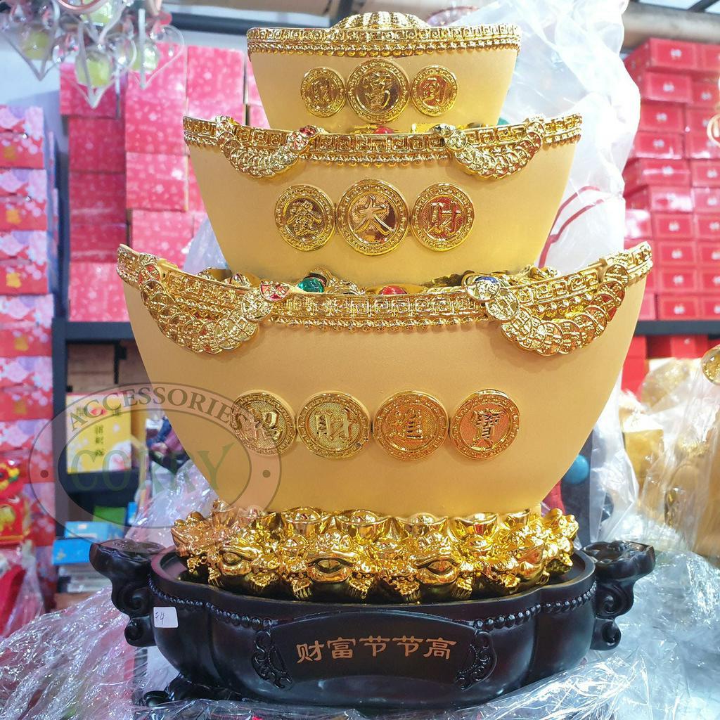 Jual Patung Uang Yen Pao Kodok Emas Gold Imlek 40 Cm Resin Hoki Kayu ...