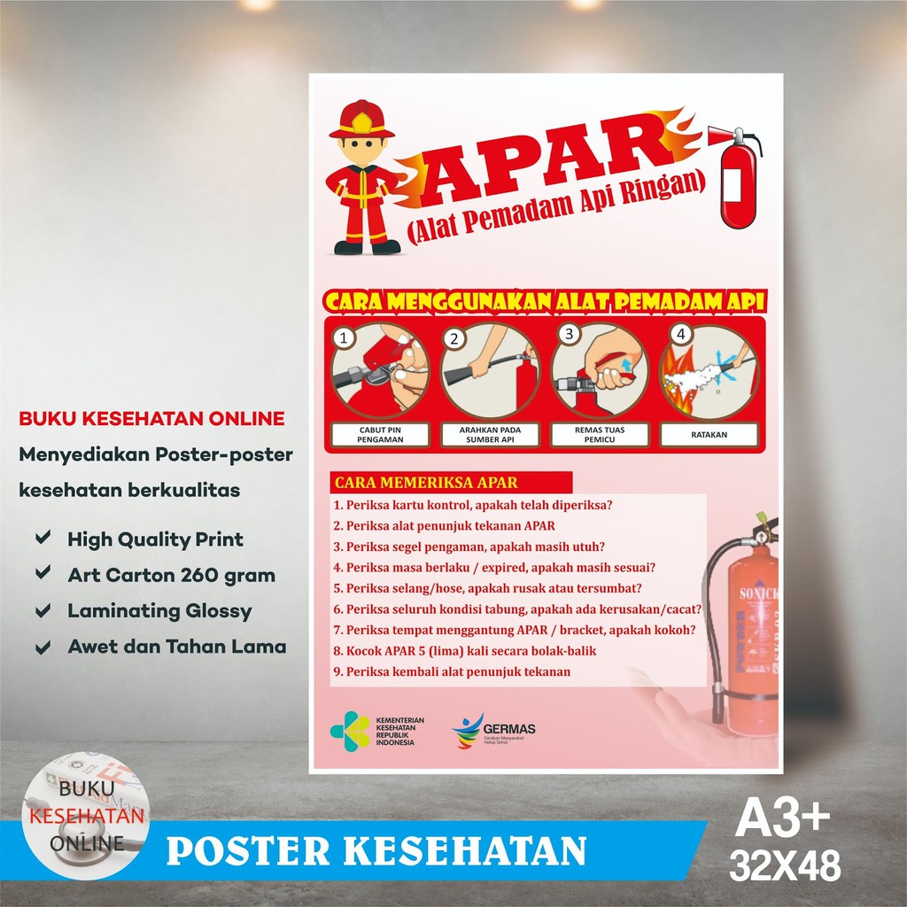 Jual Poster Kesehatan - APAR (Alat Pemadam Api Ringan) - LAMINATING ...