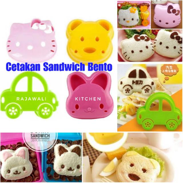 Jual Cetakan Bento Roti Sandwich Nasi Hello Kitty Bear Beruang Car ...
