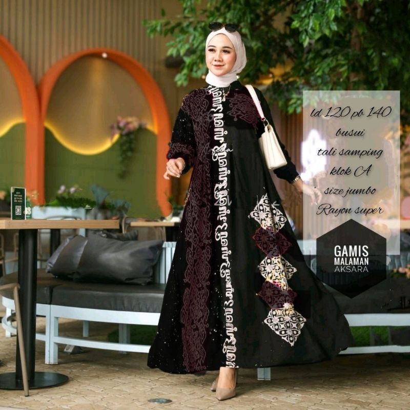 Jual Gamis Twill Rayon Malaman Jumbo Ori Pekalongan Cap Aksara Jawa ...