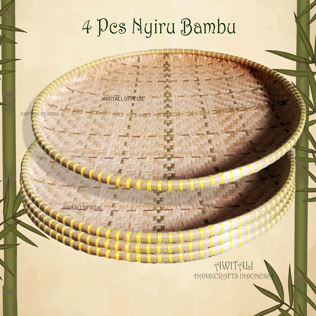 Jual (4 Pcs) Nyiru Nampah Anyaman Tampah Bambu Awitali Tampi Bulat ...