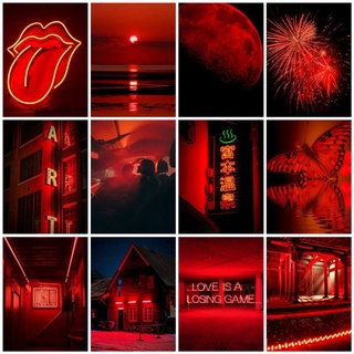 Jual Paket Poster Estetik Tema Merah ukuran A4 A5 A6 | Shopee Indonesia