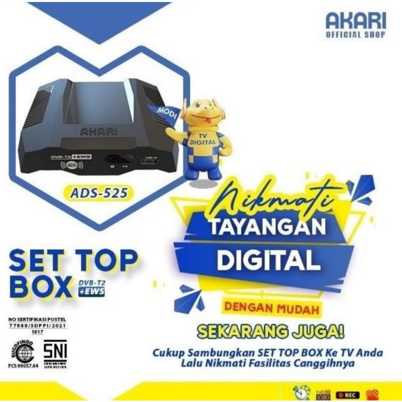 Jual AKARI STB DVB-T2 ADS-525 Digital TV Receiver Set Top Box | Shopee ...