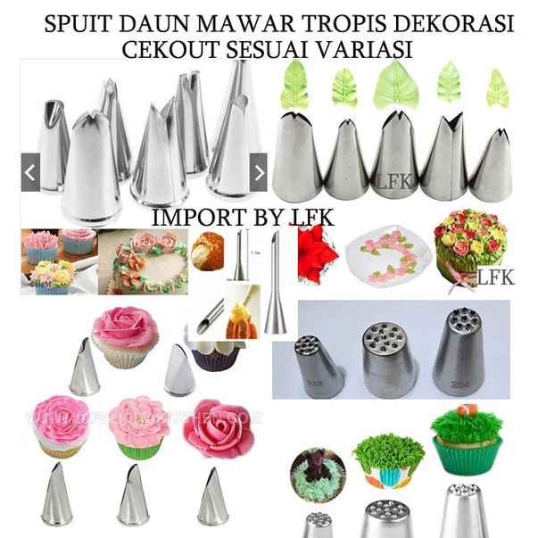 Jual IMPORT SPUIT SET KEMBANG DAUN BUNGA TROPIS RUMPUT RENDA TULIS ...