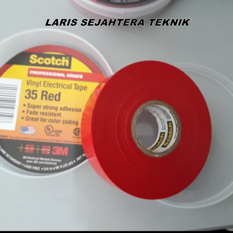 Jual Isolasi Listrik Vinyl Electrical Tape 3M Scotch 35 Warna Merah ...