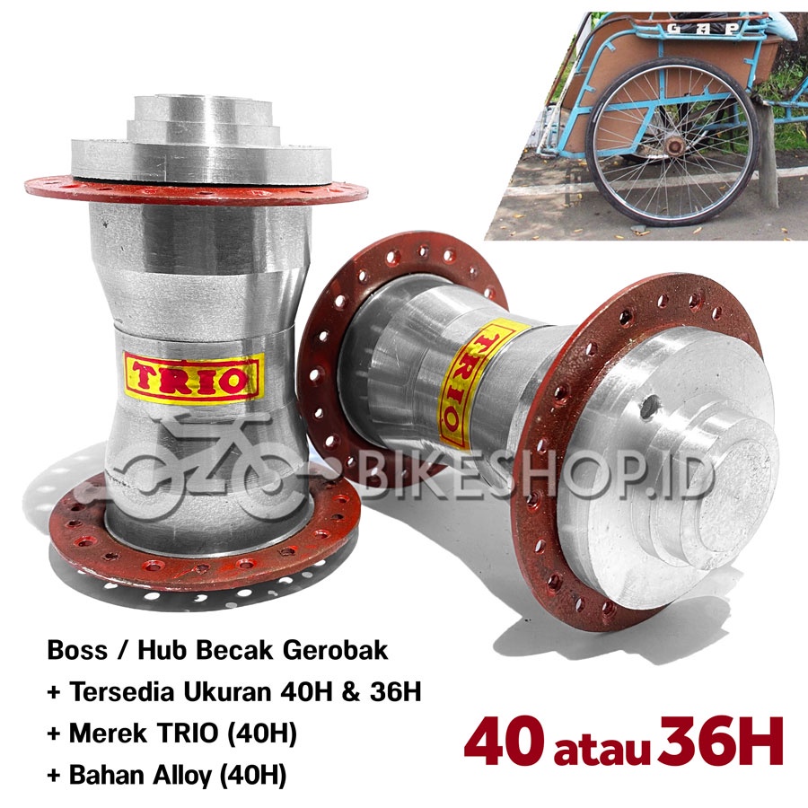 Jual Bos Roda Becak / Samping Gerobak Kaki Lima Trio Lubang 40H & 36H ...