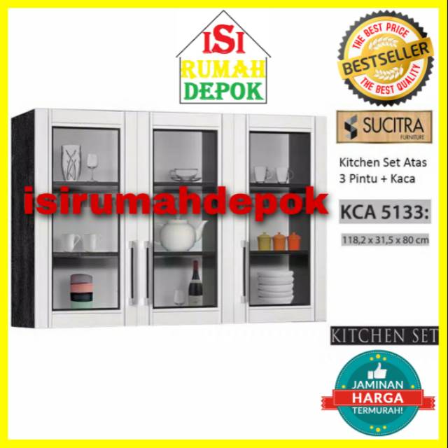 Kitchen Set Dinding Gantung Tembok Atas 3 Pintu Kaca Modern Minimalis ...