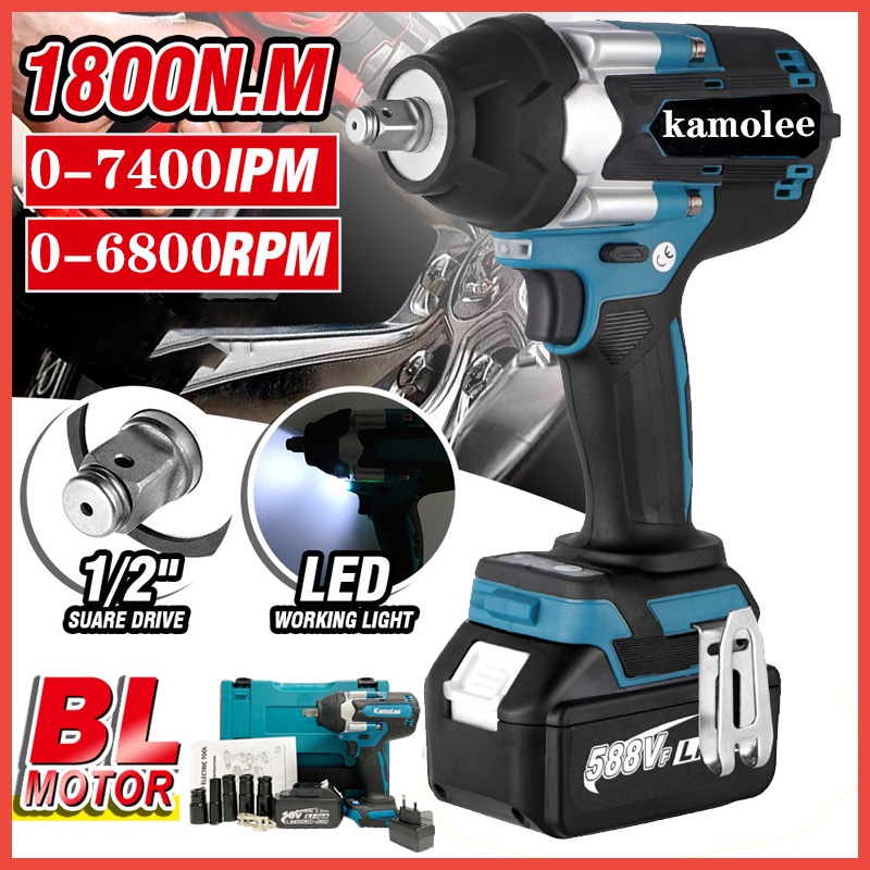 Jual KAMOLEE 1800n.m Torsi Brushless Electric Impact Wrench 1/2 Inch ...