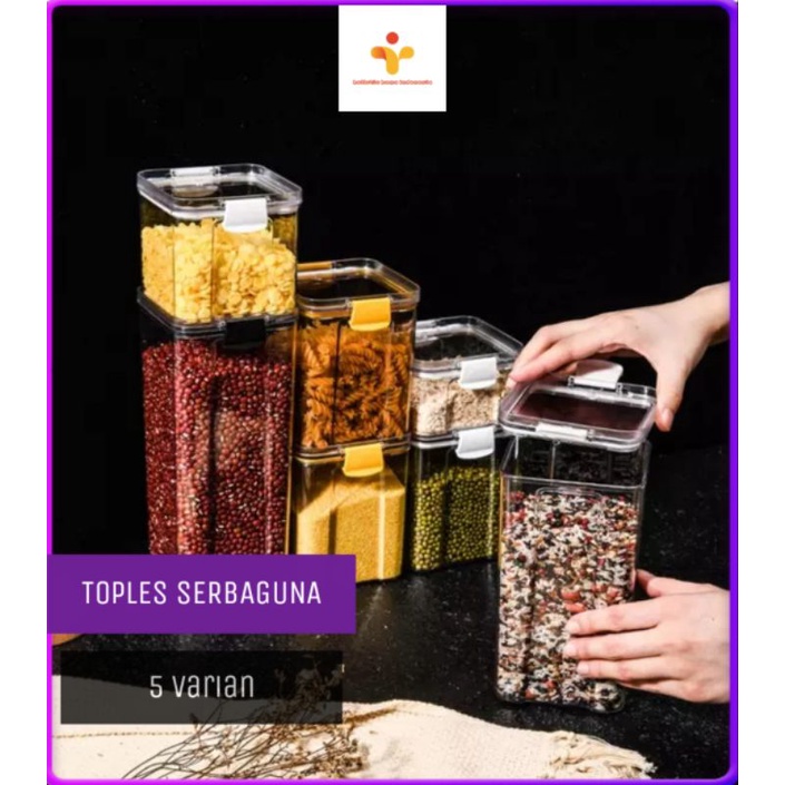 Jual Toples Kotak Snack Kedap Udara Penyimpanan Bening Cereal Kontainer ...