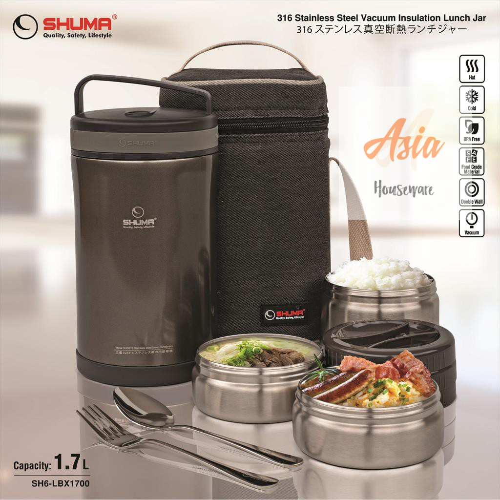 Jual SHUMA Premium lunch box 1700ml/1100ml/500ml Vacuum Insulation ...