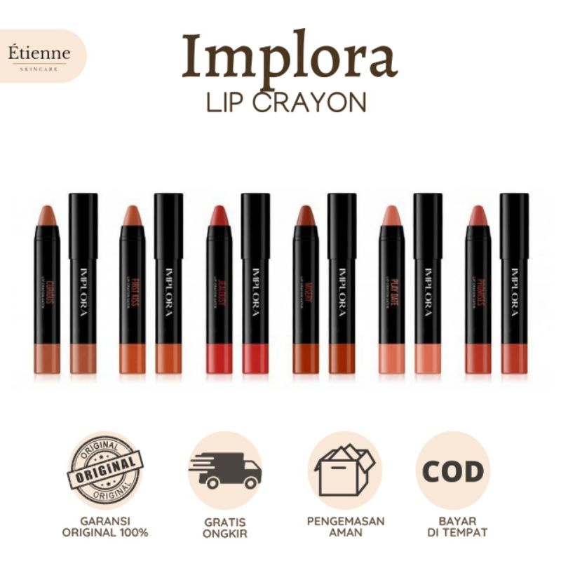 Jual IMPLORA Lip Crayon - Curious | First Kiss | Misery | Jelous | Play ...
