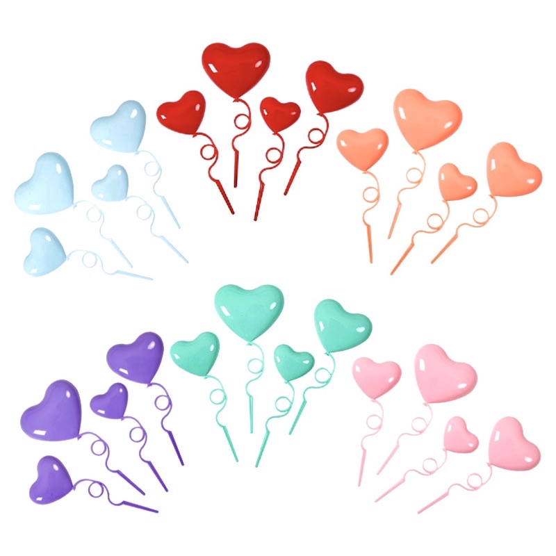 Jual Topper Kue 4 pcs Balon Love Hati Cinta 2D / Topper Balloon Love ...