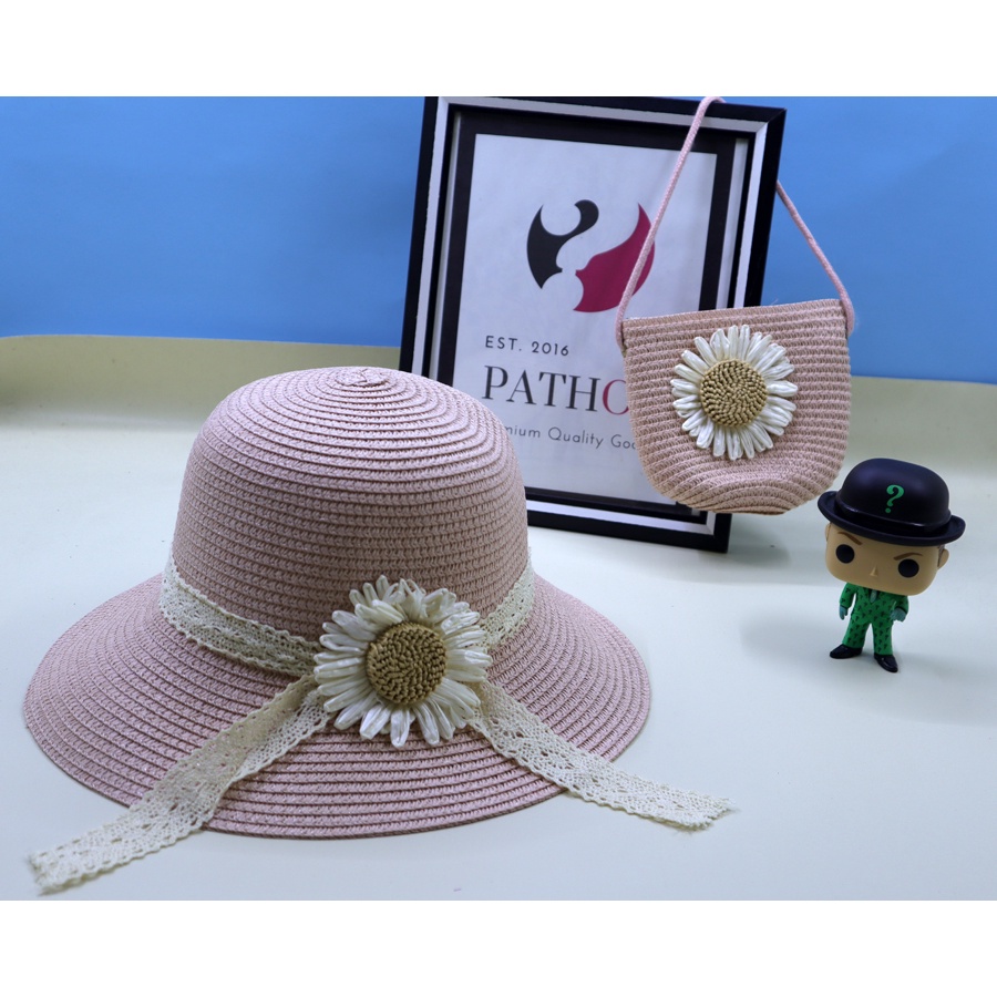 Jual Topi Oval anak Paketan Tas Bunga Matahari Daisy Besar Liburan ...