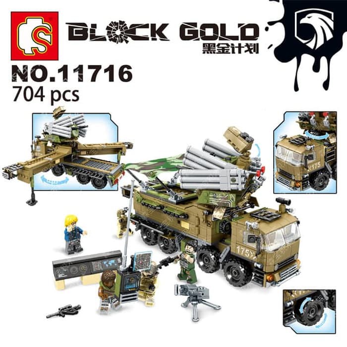 Jual Mainan Lego Brick Sembo11716 Block Gold Military Weapon Truck Army ...