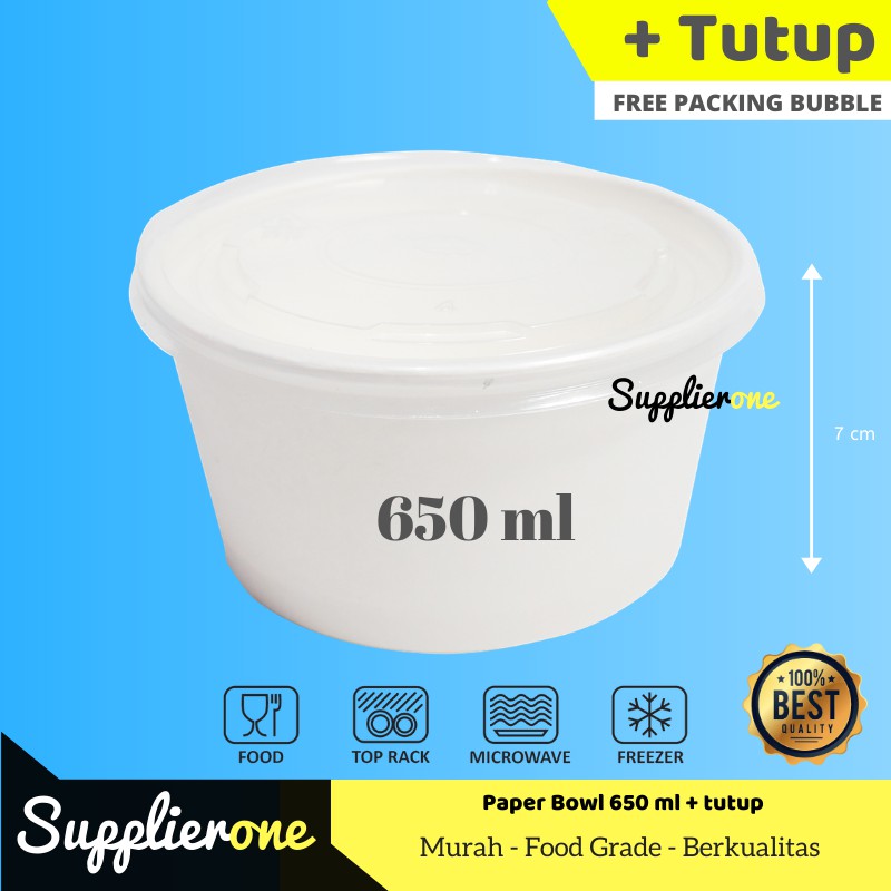 Jual Paper Bowl 650 ml + Tutup, Mangkok Kertas, Rice Bowl, Kemasan ...