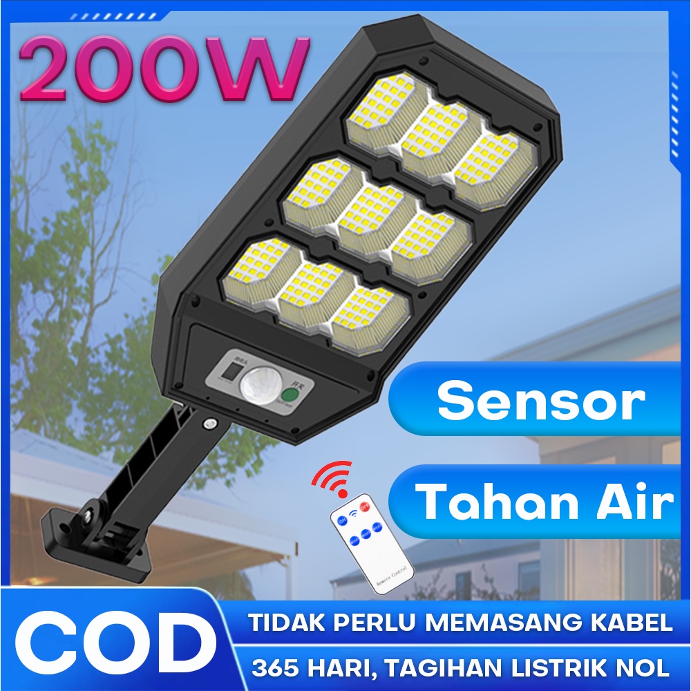 Jual COD 200 Watt Lampu Jalan Solar Cell LED Sensor Gerak Lampu Solar ...