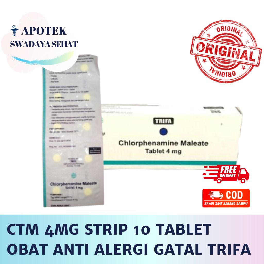 Jual CTM Trifa 4 MG STRIP 10 Tablet - Chlorphenamine Maleate - Obat ...