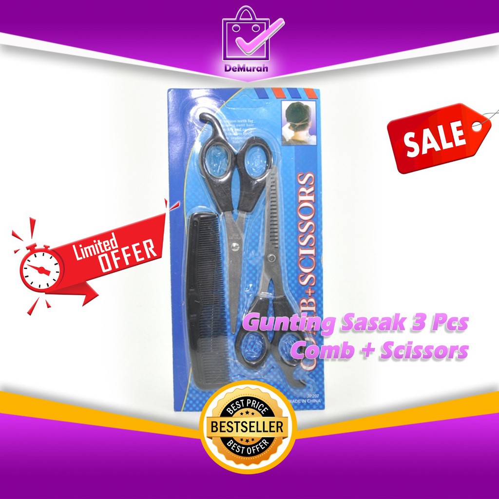 SKU-0300 Gunting Sasak 3 Pcs / Comb + Scissors | Shopee Indonesia