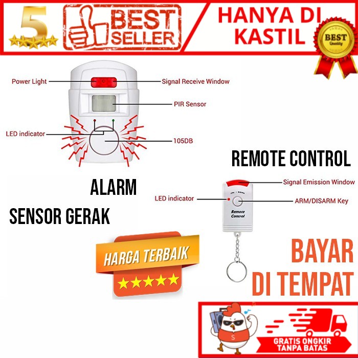 Jual ALARM REMOTE SENSOR GERAK ANTI MALING BUNYI NYARING AMAN REMOT ...