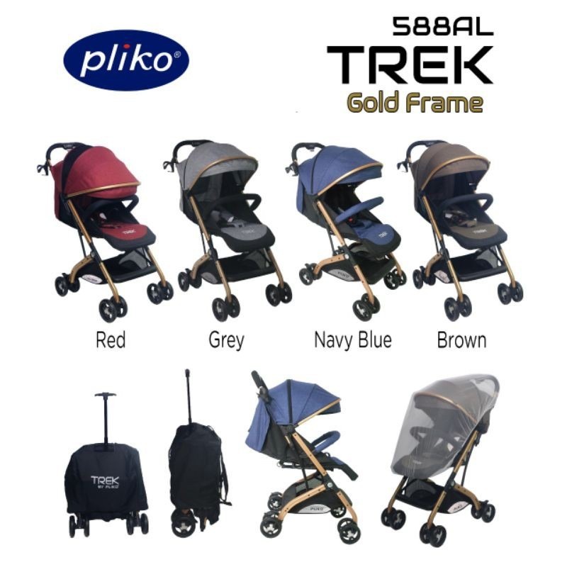 Jual Stroller Pliko Trek 588AL Gold Frame Cabin Size Indonesia|Shopee ...