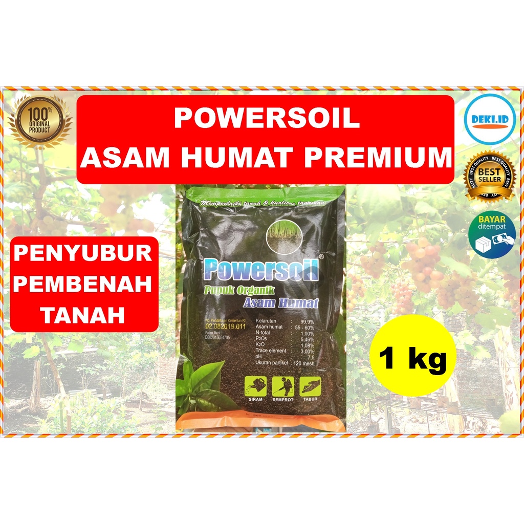 Jual Powersoil Asam Humat Pupuk Organik Pembenah Penyubur Tanah Humic Acid Premium Grade 1 kg ...