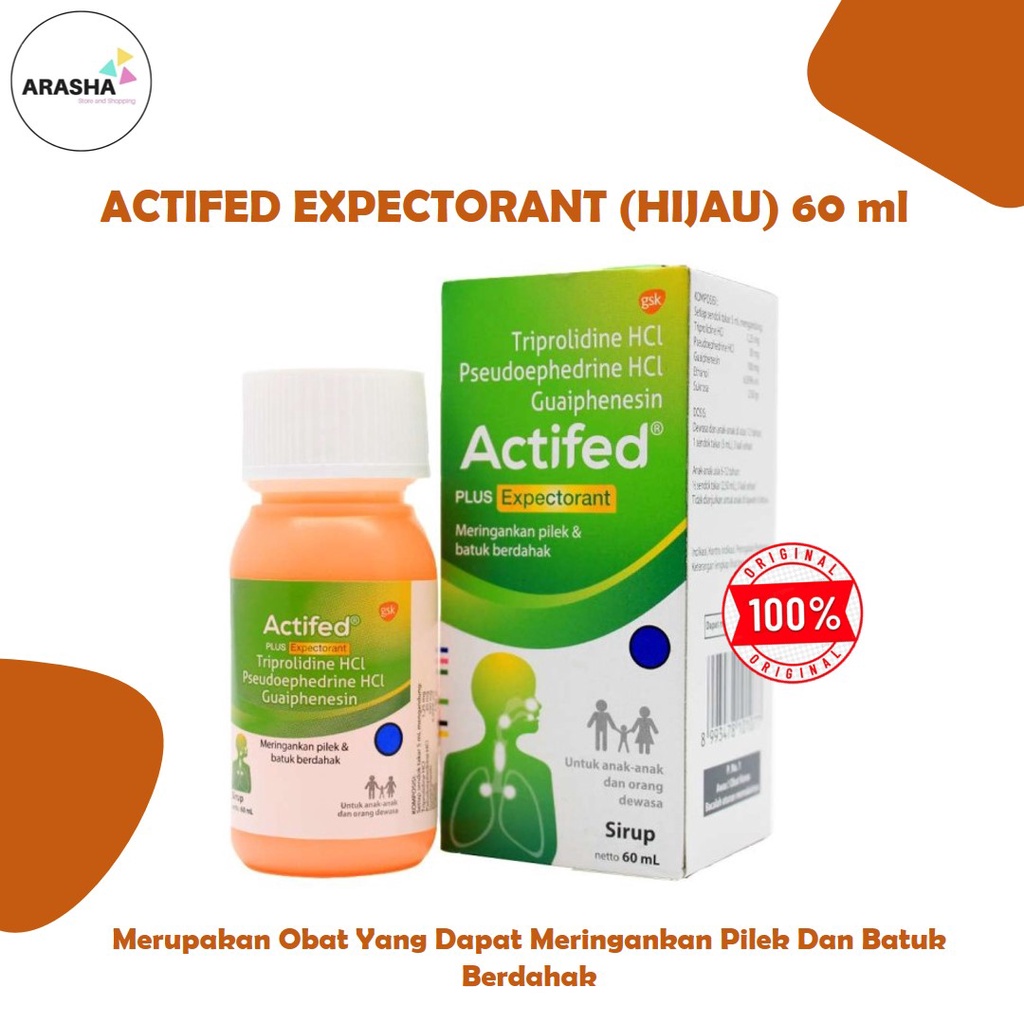 Jual ACTIFED HIJAU 60 ML Obat Batuk Berdahak, Gejala Flu, Bersin Bersin ...