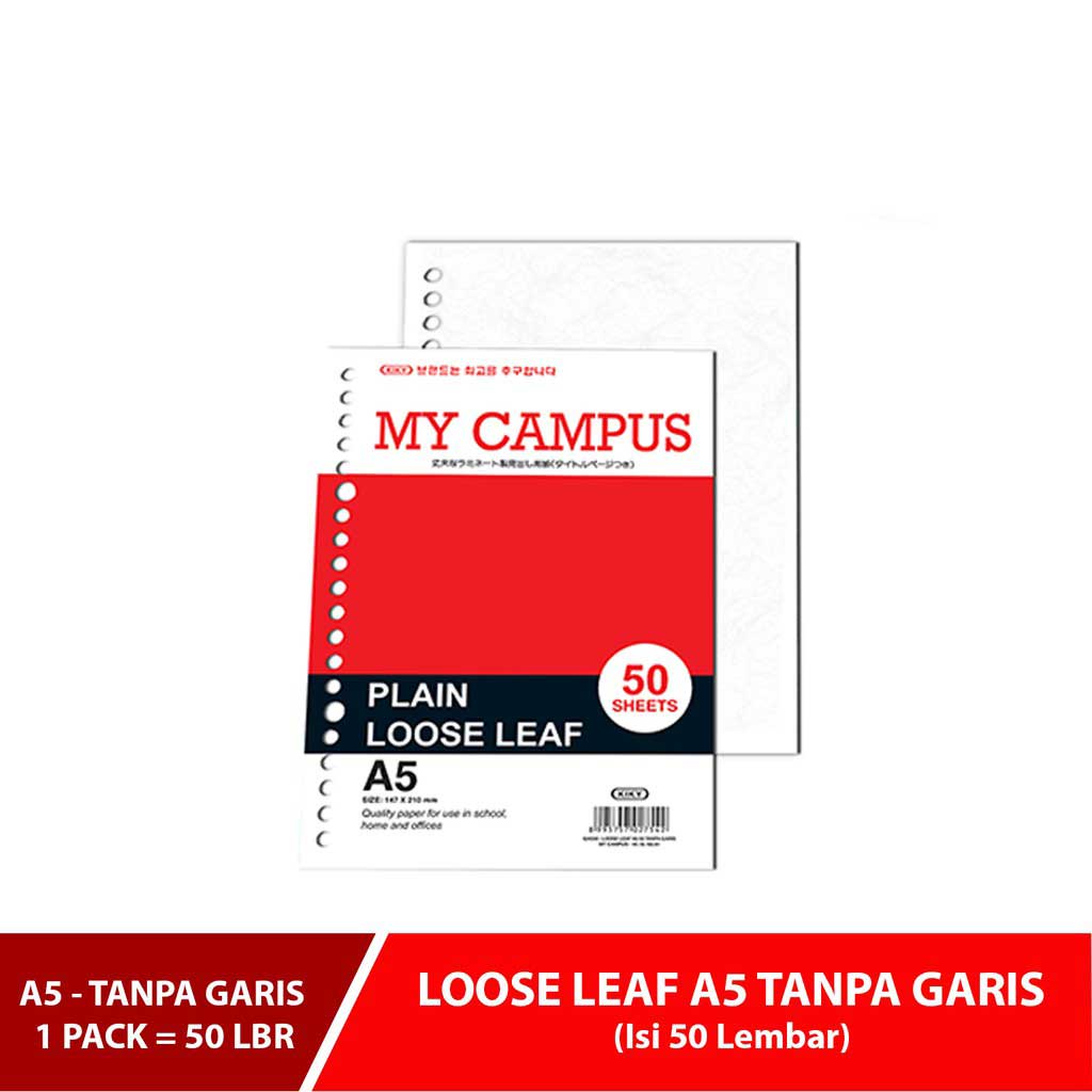 Jual Kiky Loose Leaf A5 50 Lembar Polos - Kertas Binder 20 Ring Plain | Shopee Indonesia