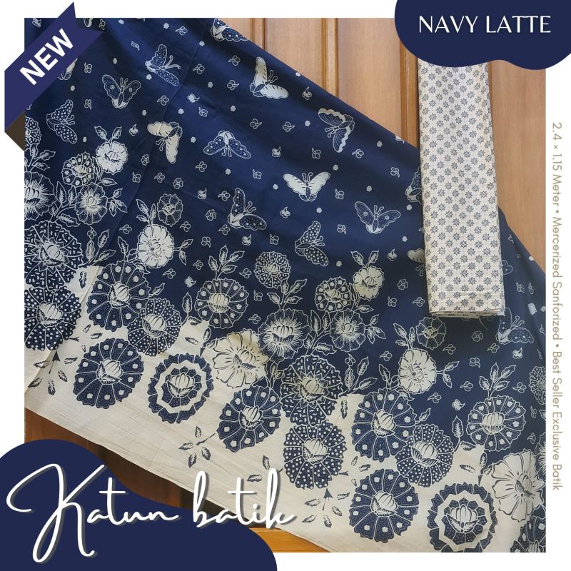 Jual KAIN BATIK KAIN KATUN SANFORIZED WARNA BIRU WARNA NAVY - 08 ...