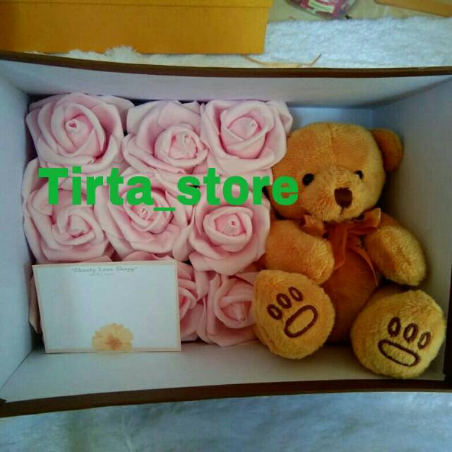 Bouquet buket box pita boneka Teddy Bear flowers murah ( paket 5 ...