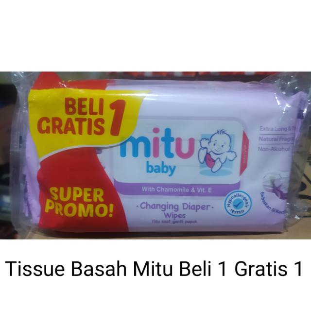 Jual TISSUE BASAH MITU BABY WIPES ISI 2 (50 SHEETS) | Shopee Indonesia
