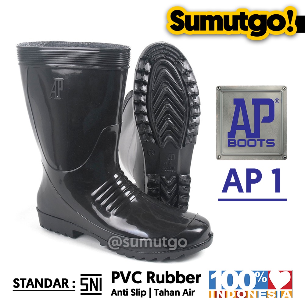 Jual AP Boots AP 1 Sepatu Karet PVC Boot Hitam Kerja Kebun Proyek ...