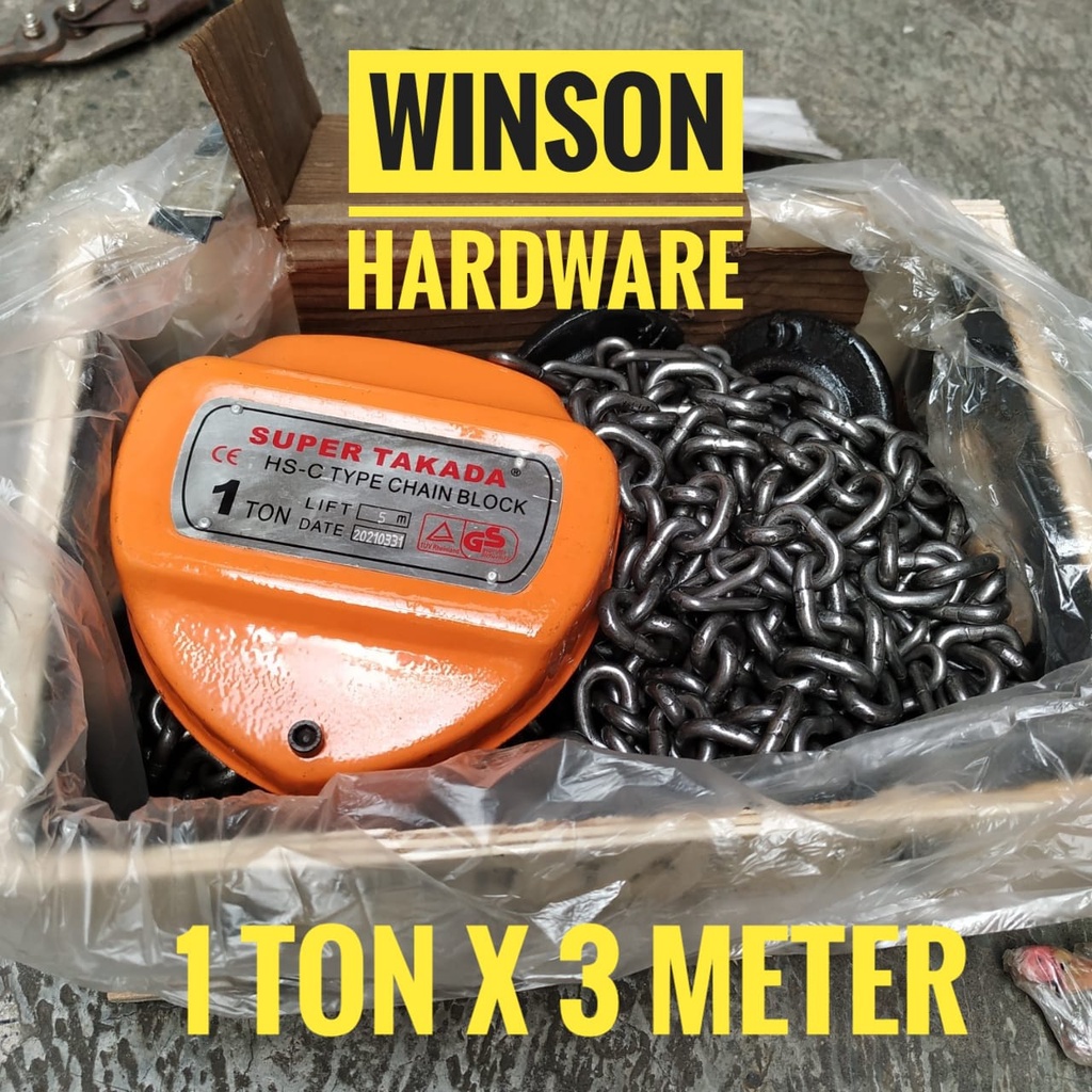 Jual Takel 1 Ton x 3 Meter Super Takada 1Ton x 3Meter - Chain Block 1T ...