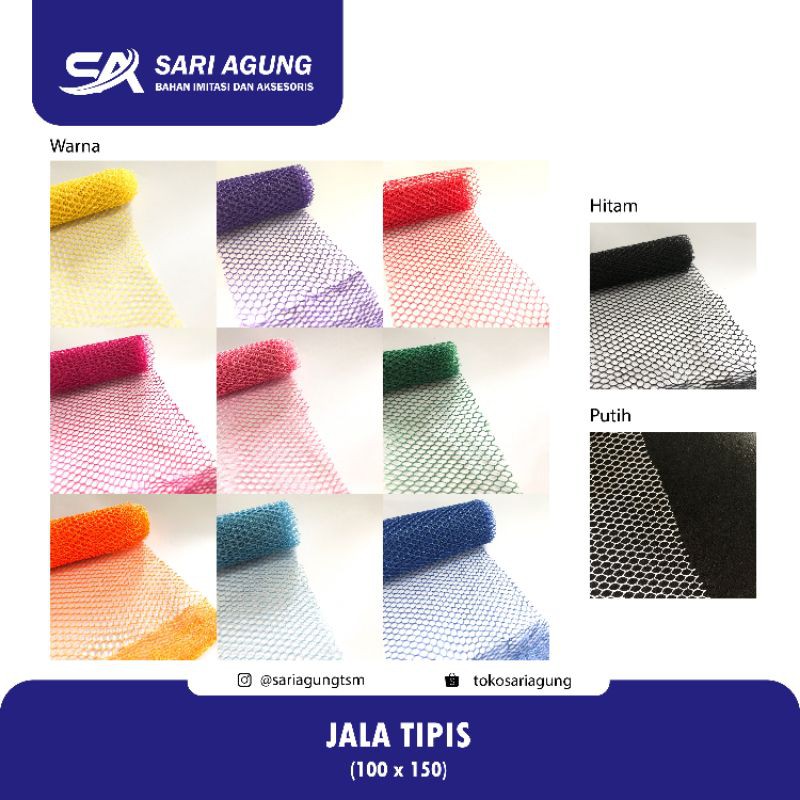 Jual KAIN JALA TIPIS 100X150 (METER) - MESH JARING NET TAS | Shopee ...