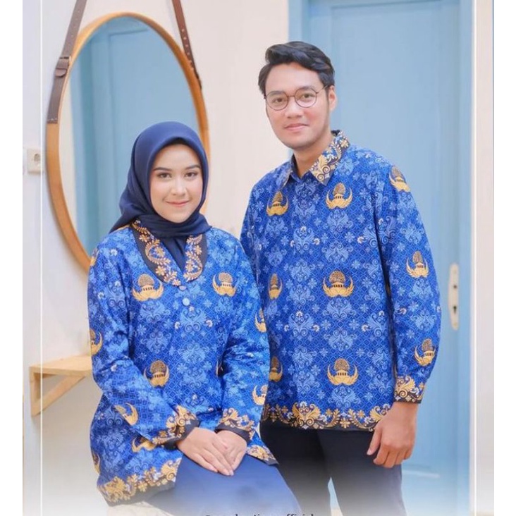 Jual BATIK KORPRI TERBARU FULL FURING HERO KERAH HITAM | Shopee Indonesia