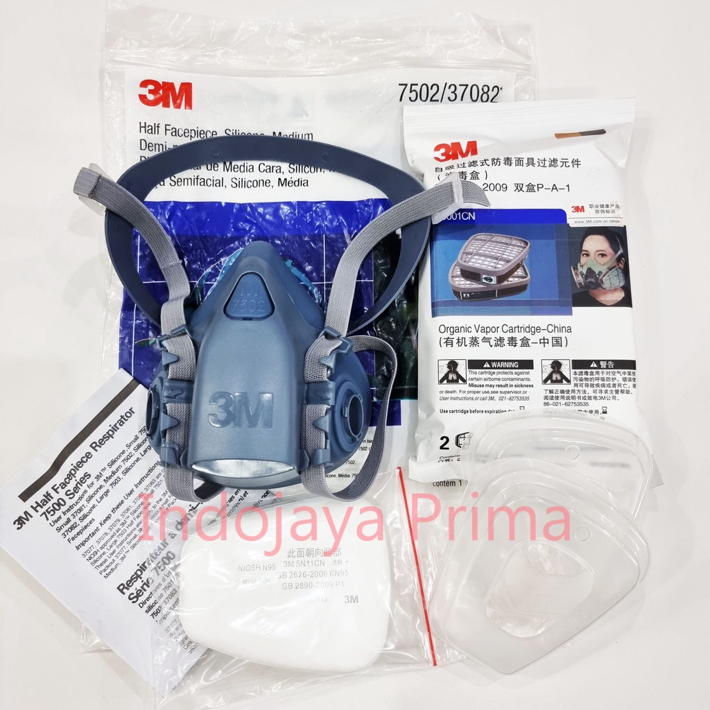 Jual Masker 3M 7502 3M Half Facepiece Respirator Half Gas Mask Medium 7in 1 Indonesia|Shopee ...