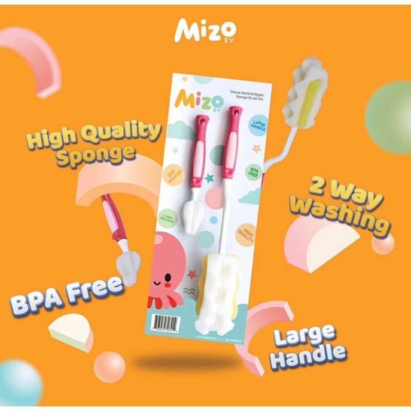 Jual Mizo Deluxe bottle and nipple Sponge brush set | Shopee Indonesia