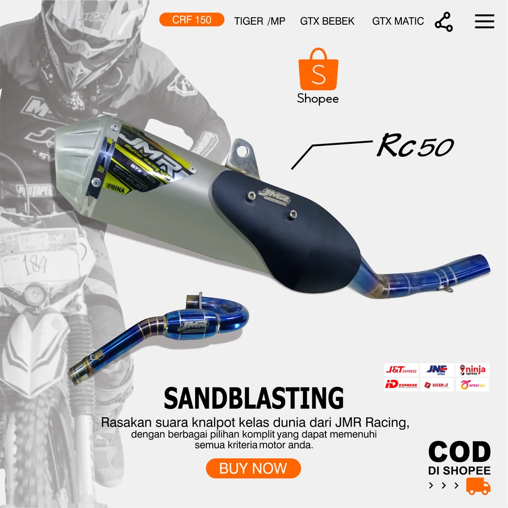 Jual knalpot crf type rc 50 sandblasting header bluemoon jmr racing ...