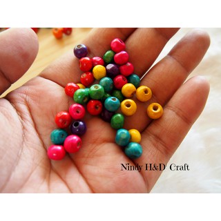 Jual Mote Kayu Warna Warni Bulat 8mm - Manik Kayu - Monte Kayu - Mote ...