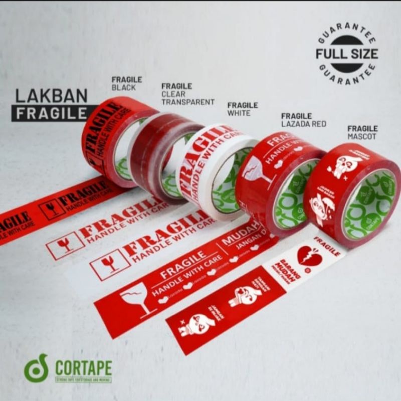 Jual Lakban Cortape Fragile 48mmx 80 yard murah hitam putih | Shopee ...