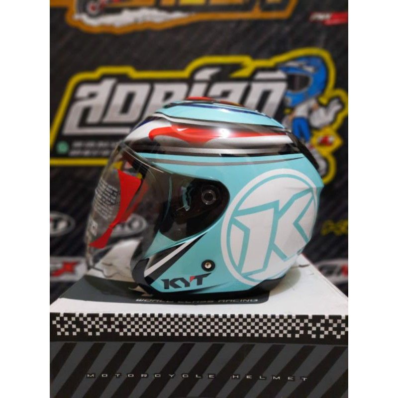 Jual HELM KYT KYOTO AQUA MARINE BLUE HELM HALF FACE KYT KYOTO AQUA ...