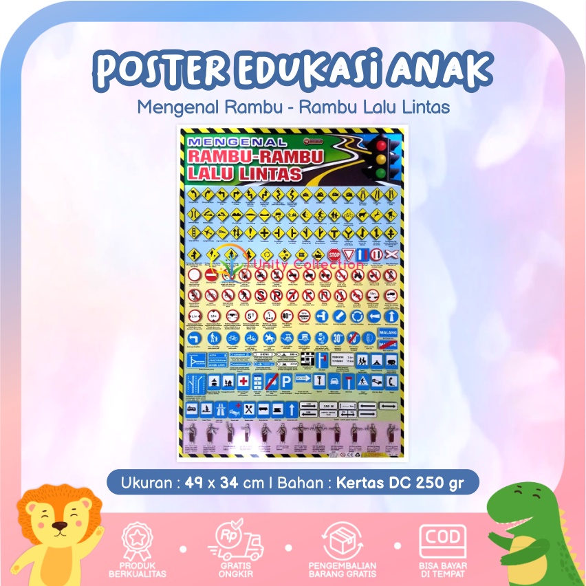 Jual Poster Edukasi Anak Belajar Rambu Lalu Lintas | Shopee Indonesia