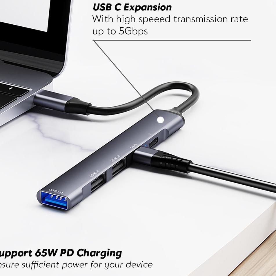 Jual idTt0T4-- UNEED USB Hub Type C 5 in 1 USB 3.0 PD Charging 65W ...