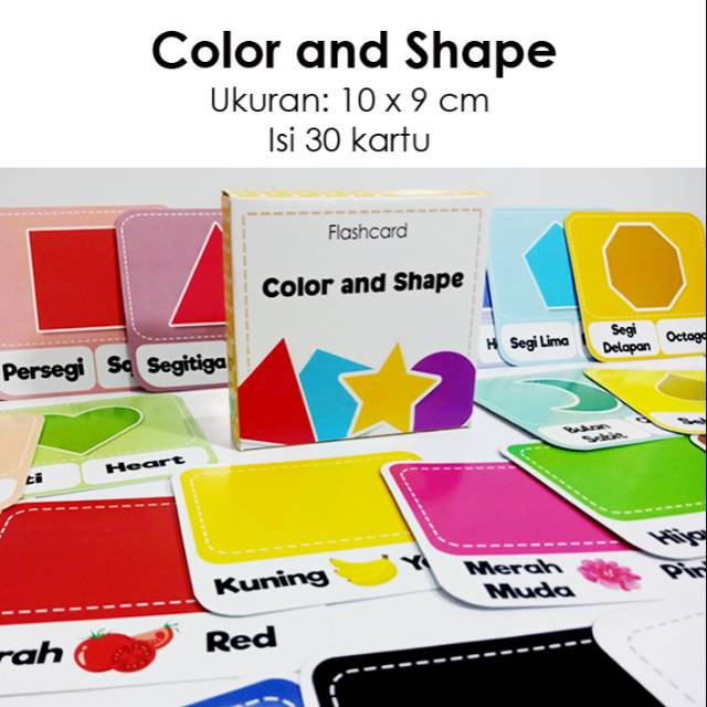 Jual Flashcard color and shape / Flash Card / kartu pintar mengenal ...
