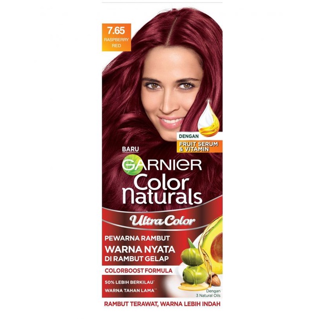 Jual Garnier Hair Color Naturals Ultra Color Pewarna Rambut 7.65 Raspberry Red 50ml + 50g + 5ml ...