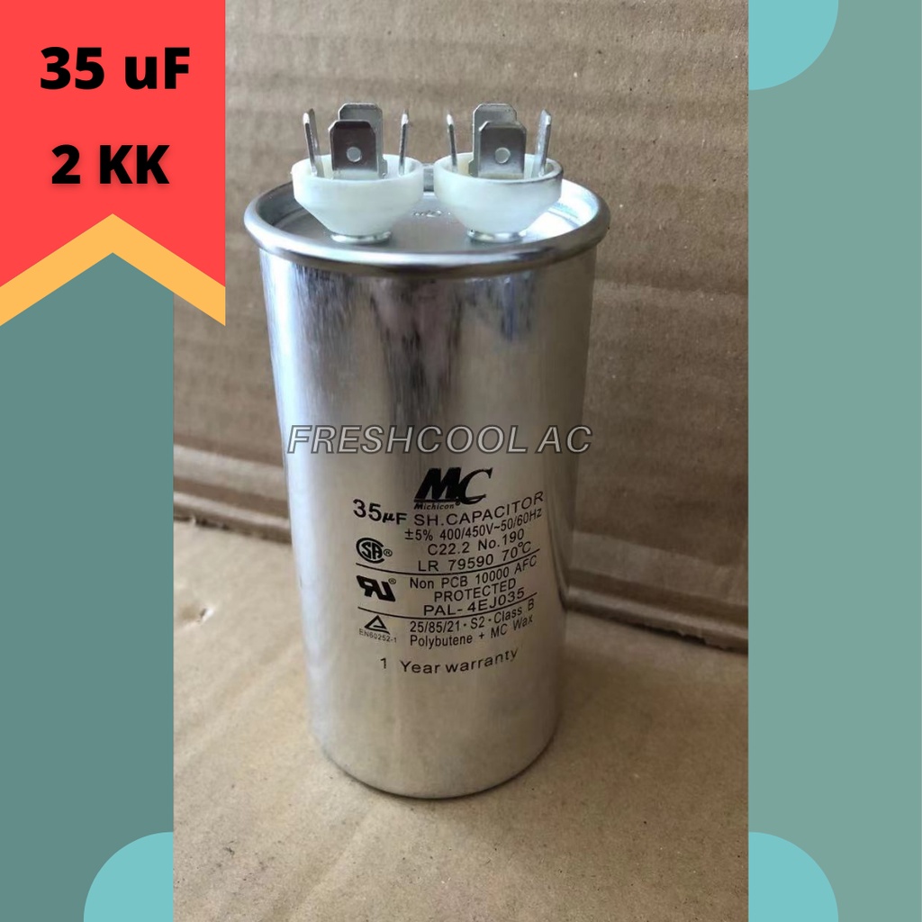 Jual KAPASITOR AC / CAPACITOR AC 35 MIKRO / 35 uF (MERK MC) | Shopee Indonesia