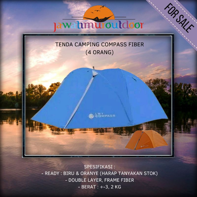 Jual Tenda Lwy Compass 4 Orang Double Layer Compas Frame Fiber Hitam ...