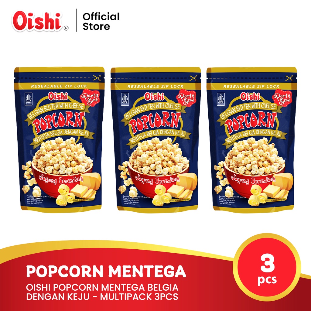 Jual Oishi Popcorn Mentega Belgia dengan Keju - Multipack 3pcs | Shopee ...