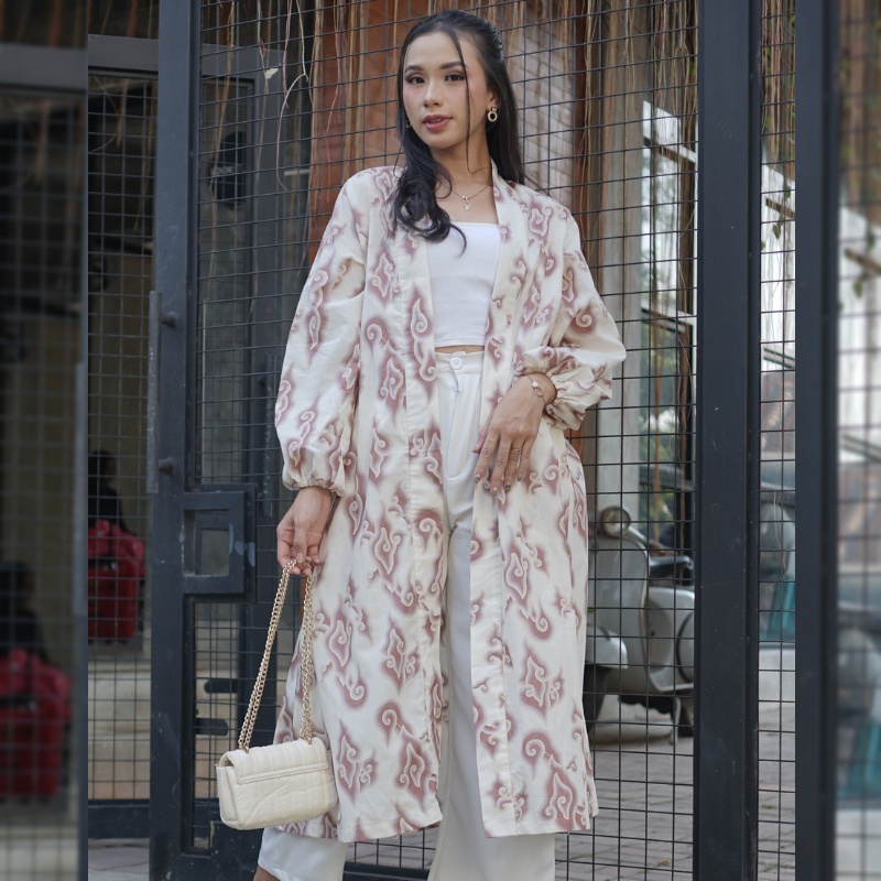 Jual BATIK TRUSMI Outer Batik Wanita Long Outer Batik Mega Mendung ...