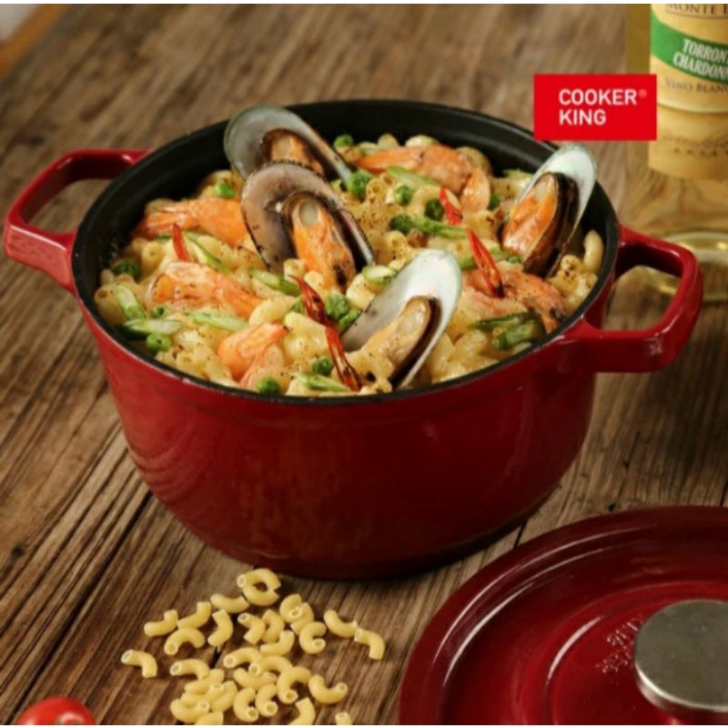 Jual Cooker King Enameled Cast Iron Ducth Oven Caserolle 24cm Red/Panci ...