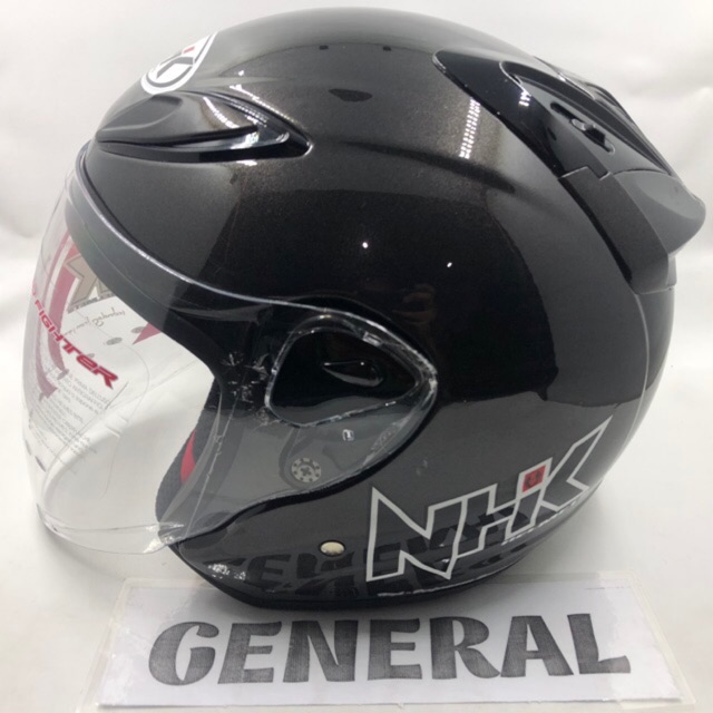 Jual Helm NHK R6 Solid Gun Metalic Gunmet Abu Metalik Half Face ...